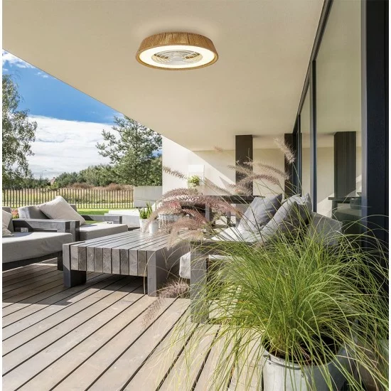 outdoor ceiling fan LED, 55W, 3800lm, IP44 remote control, Polinesia ...